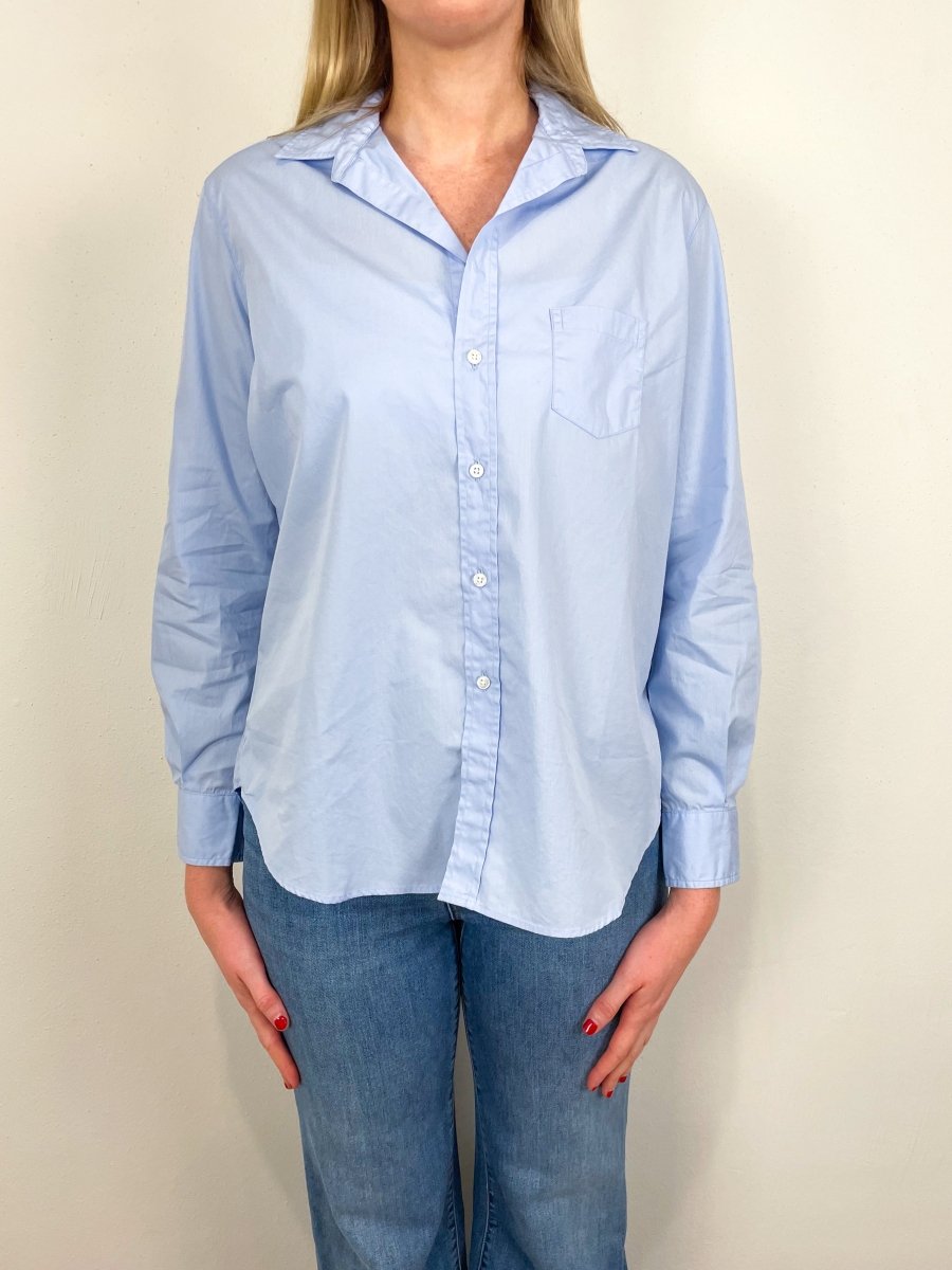 Eileen Relaxed Button Up Shirt in Solid Blue exclusive at The Shoe ...