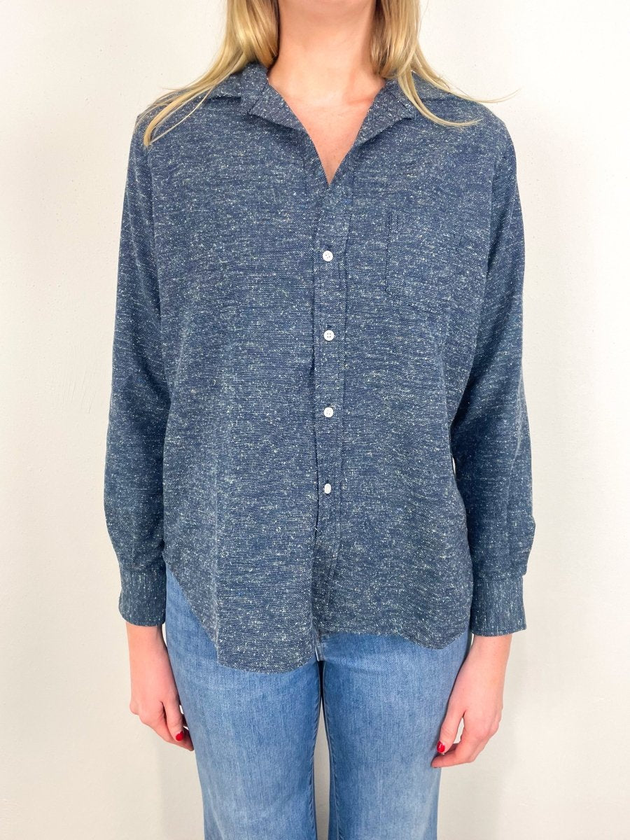 Eileen Relaxed Button Up Shirt in Textured Navy exclusive at The Shoe ...